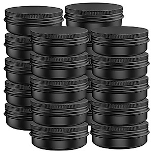 20 Pcs 1 Ounce Aluminum Tin Jars Containers Leak Proof Cosmetic Tin Jars Containers Round Screw Lids for Cosmetic, Salves, Balms, Lip Balm or Others, 30mL Black