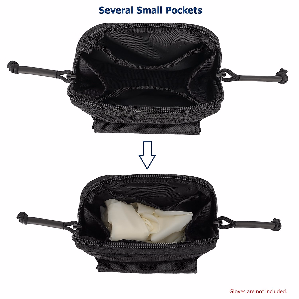 Dotacty Duty Belt Gloves Pouch Latex Disposable Glove Holder Carrier Double Pockets Police Law Enforcement Officer Security Firefighter EMS EMT Paramedic First Responders Nylon Bag Zipper Closure