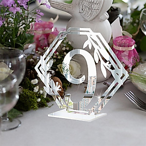 BESTORI Acrylic Wedding Table Numbers 1-20 with Stand Silver Table Sign Double Sided Reserved Seating Signs for Event Party Table Centerpiece Decoration