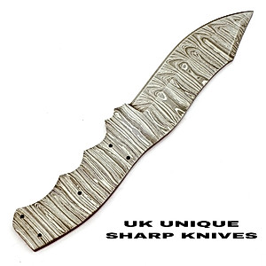 UK UNIQUE SHARP KNIVES Damascus Steel Full Tang Tracker Blank Blade BB-0005 Custom Handmade for Knife Making