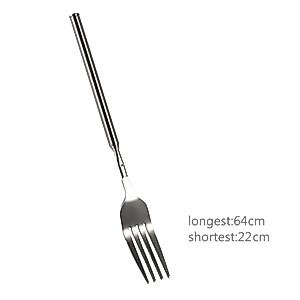 Malemollygebide Retractable Creative Kitchen Stainless Steel Fork,Machine washable,Scratch-Resistant,Portable, Silver Color,Easy to Clean,Extended to 25 Inches,Shortest to 8.67 Inches