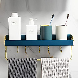 FVRTFT Shower Rack with Hook Shower Caddy Self Adhesive Shower Shelves Wall Mounted No Drilling Space Aluminum For Bathroom Kitchen,blue B,50cm