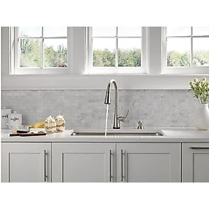 Delta 19826TZ-SPSD-DST Greydon Touch2O Single Handle Pull Down Sprayer Kitchen Faucet with ShieldSpray Technology in SpotShield Stainless Steel (Soap Dispenser and Deck Plate Included)