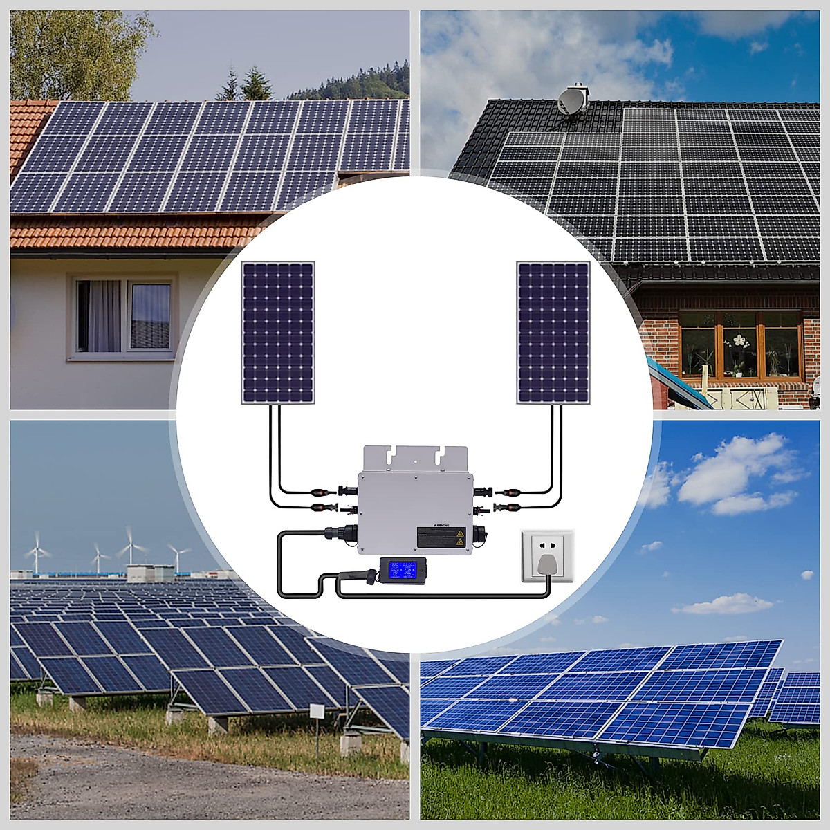 CNCEST 700W Micro Inverter Solar Grid Tie Microinverter IP65 Control Self Cooling 120/230V Automatic Identification Power Inverters,LCD Display Waterproof Solar Grid Tie Micro Inverter DC54V