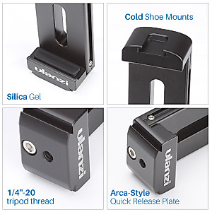 ULANZI Aluminum iPad Tablet Tripod Mount Light Attachment w ipad,7.9-12.9 inches Adjustable Clamp w Cold Shoe Mount Compatible with iPad Mini iPad 2/3/4, iPad Air/Air2, iPad Pro Video Recording