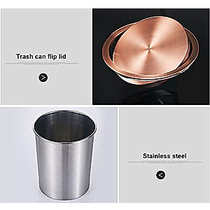 Built-in Countertop Kitchen Trash Cans Trash Bin Waste Chute - Stainless Steel Balance Swing Flap Lid - Round Recessed Garbage Can,Silver