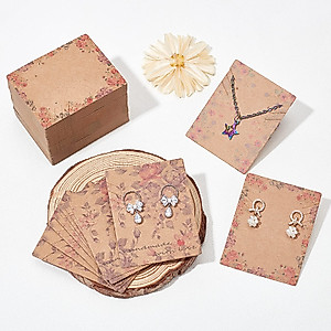 FINGERINSPIRE 150 pcs Flower Patterns Jewelry Display Cards Necklace Display Cards Cardboard Display Hanging Cards for Earrings, Necklaces, Bracelets(2.5x2inch)