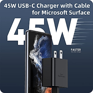 45W USB C Charger for Microsoft Surface Pro, Sisyphy Super Fast Charger with 6ft Surface Cable, GaN Tech PD3.0 QC3.0 PPS, Compatible for Surface Pro Surface Go and More USB C Laptops and Phones
