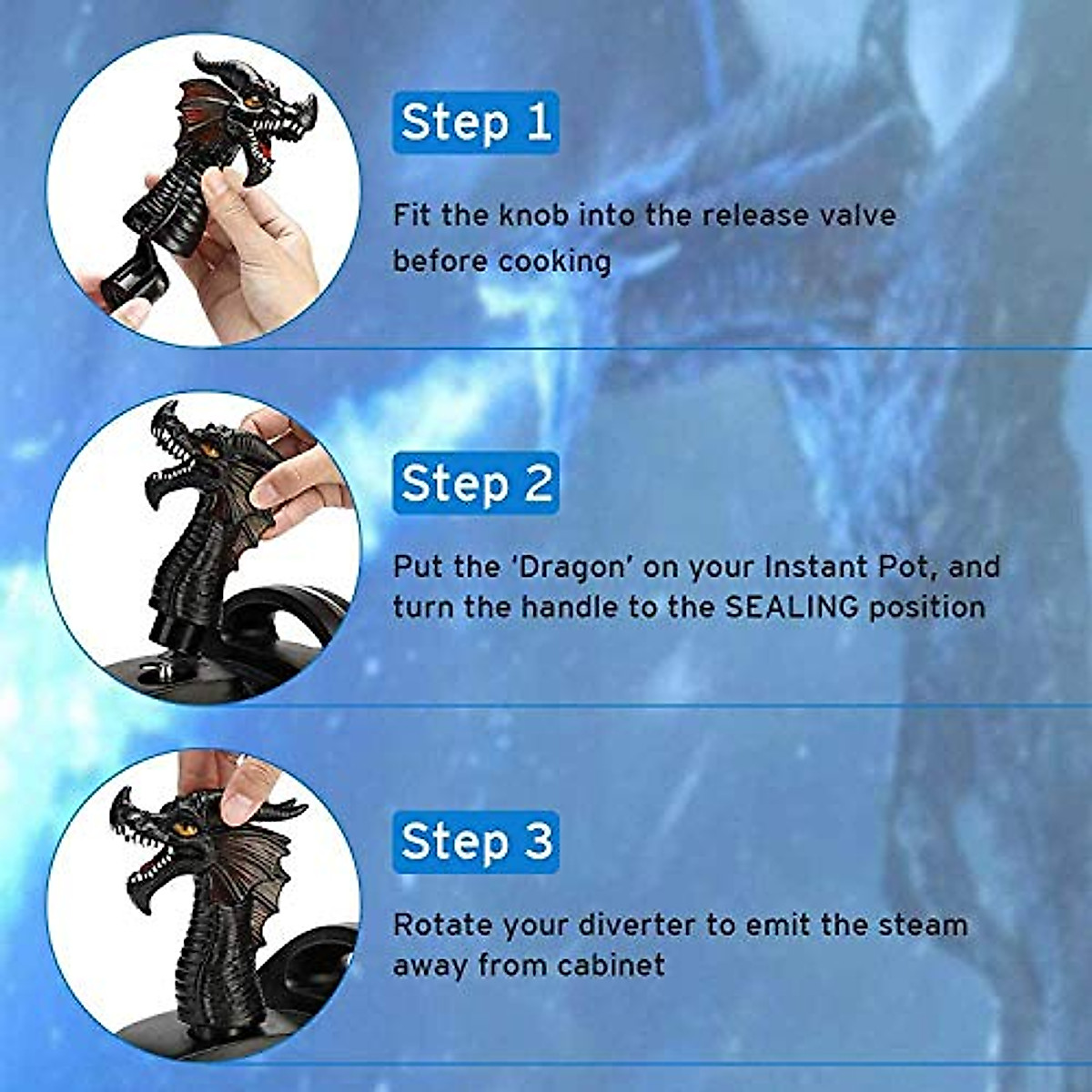 LanYu Pressure Release Diverter for Instant Pot, Sumille Silicone IP Steam Diverter Pressure Cookers Valve Accessory Compatible with Instapot Smart, DUO, Duo Plus (Dragon)