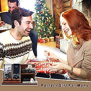 Gifts for Men Wood Phone Docking Station for Men Nightstand Organizer Key Holder Wallet Stand Watch Husband Wife Anniversary Dad Man Birthday