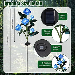 BBTO 12 Pack Solar Rose Lights Solar Outdoor Garden Flower Lights Flowers Roses Lights with 60 Rose Flowers Waterproof Lights for Valentine's Day Weeding Pathway Walkway Patio Yard Decoration