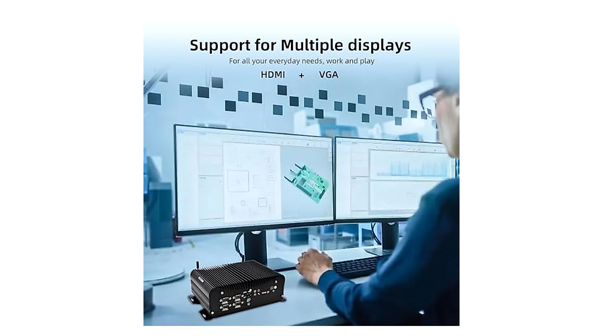 Industrial PC, Fanless Computer, 10th Gen Core i7-10510U, 32GB DDR4 RAM ...