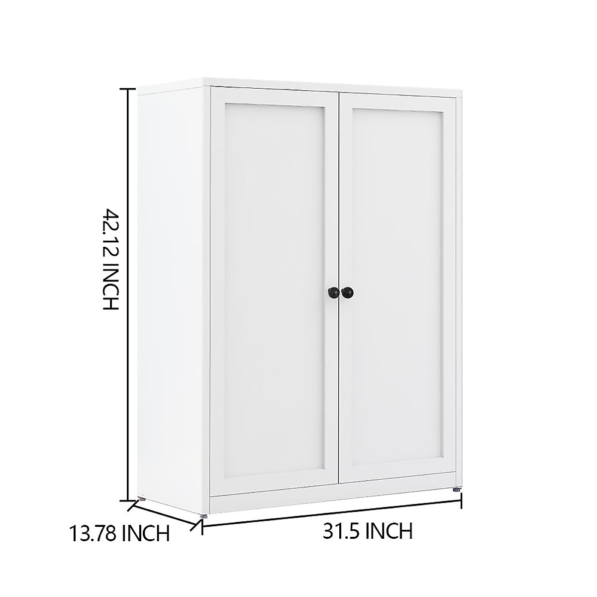 Fumedo 2 Door White Metal Storage Base Cabinet for Bed Room,Living Room,Home,Hotel,Office,Garage,Gym, School,2 Adjustable Shleves,3-Tiers