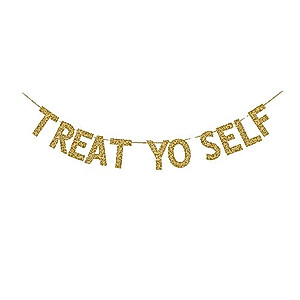 Treat Yo Self Banner, Candy/Dessert/Food/Ice Cream/Hotdog/Cupcakes/Popcorn/Drinks Table Decorations Sign for Home Party, Wedding/Engagement Party