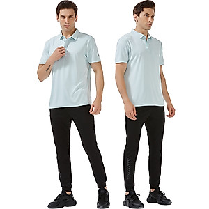 JUTONHDL Men's Quick-Dry Golf Polo Shirt Moisture Wicking Short Sleeve Polo Shirts for Men (L, Aqua)