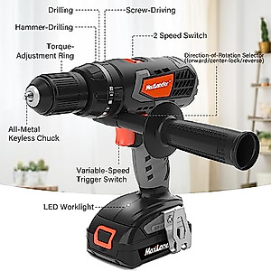 Cordless Drill, Maxlander 20V 1/2'' Drill Set with 1.5Ah Battery and Charger, Power Drill Cordless for Concrete Wall, Wood, Metal - Variable Speed