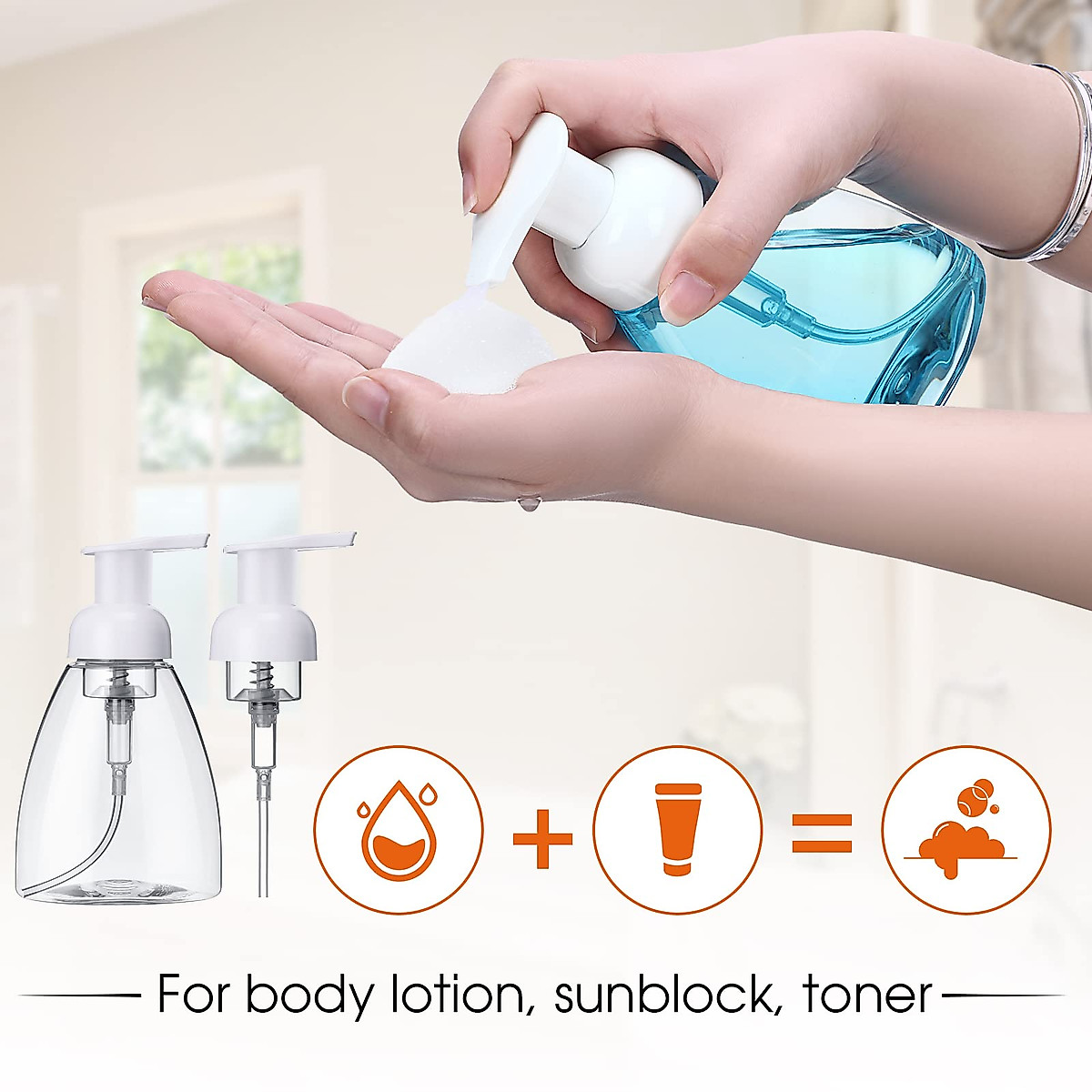 24 Pack 24 Pcs 8 oz Foaming Soap Dispenser Foaming Pump Bottle Pump Bottles Hand Soap Pump Foam Dispenser Bottle Plastic Press Bottles Empty Refillable Plastic Container for Liquid Soap Shampoo