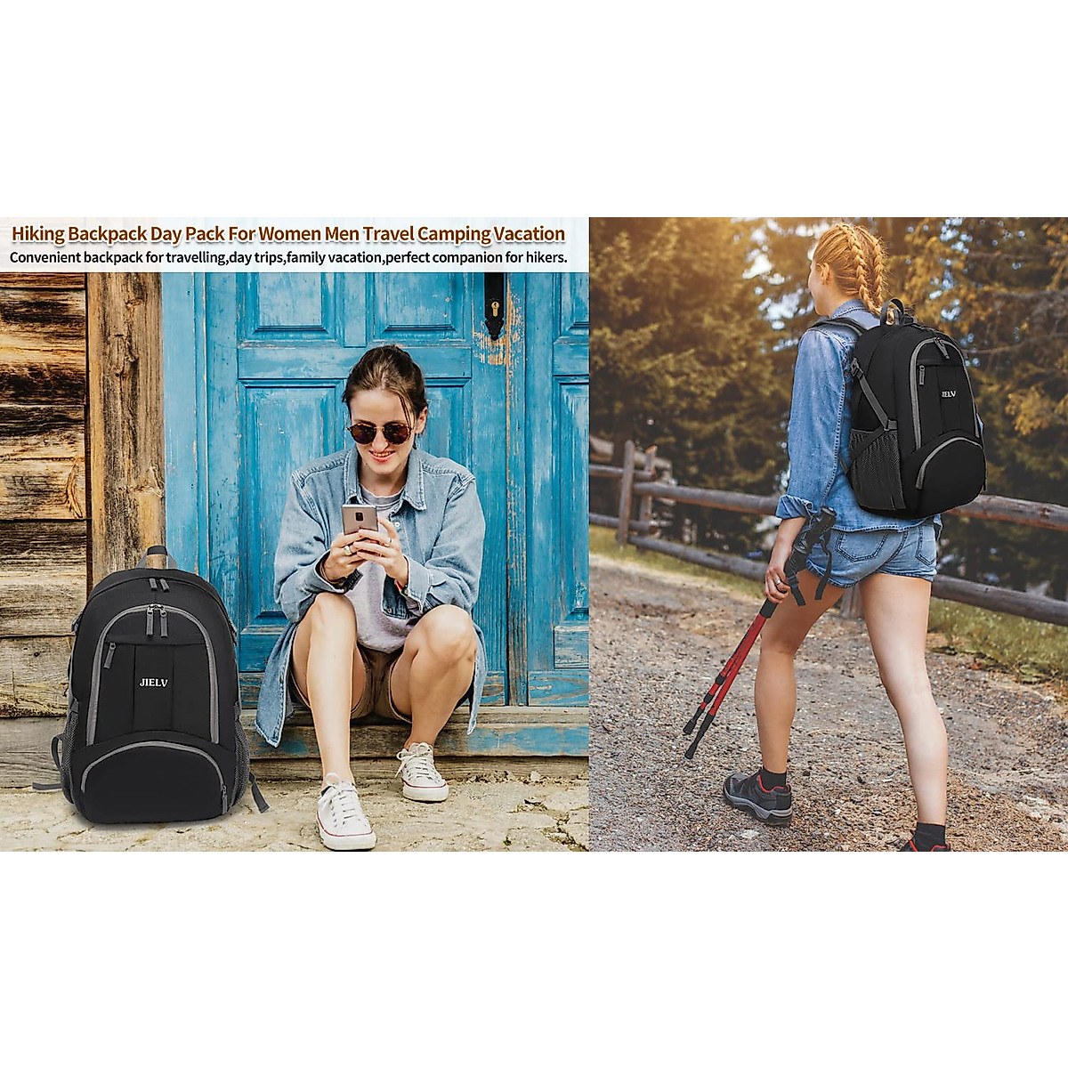 JIELV Lightweight Packable Backpack 30L Small Foldable Hiking Backpack Waterproof Daypack Travel for Women Men Valentines Day Gifts(Orange-1)