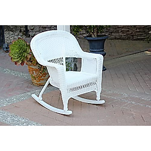 Jeco , Set of 2 Wicker Rocker Chairs, White