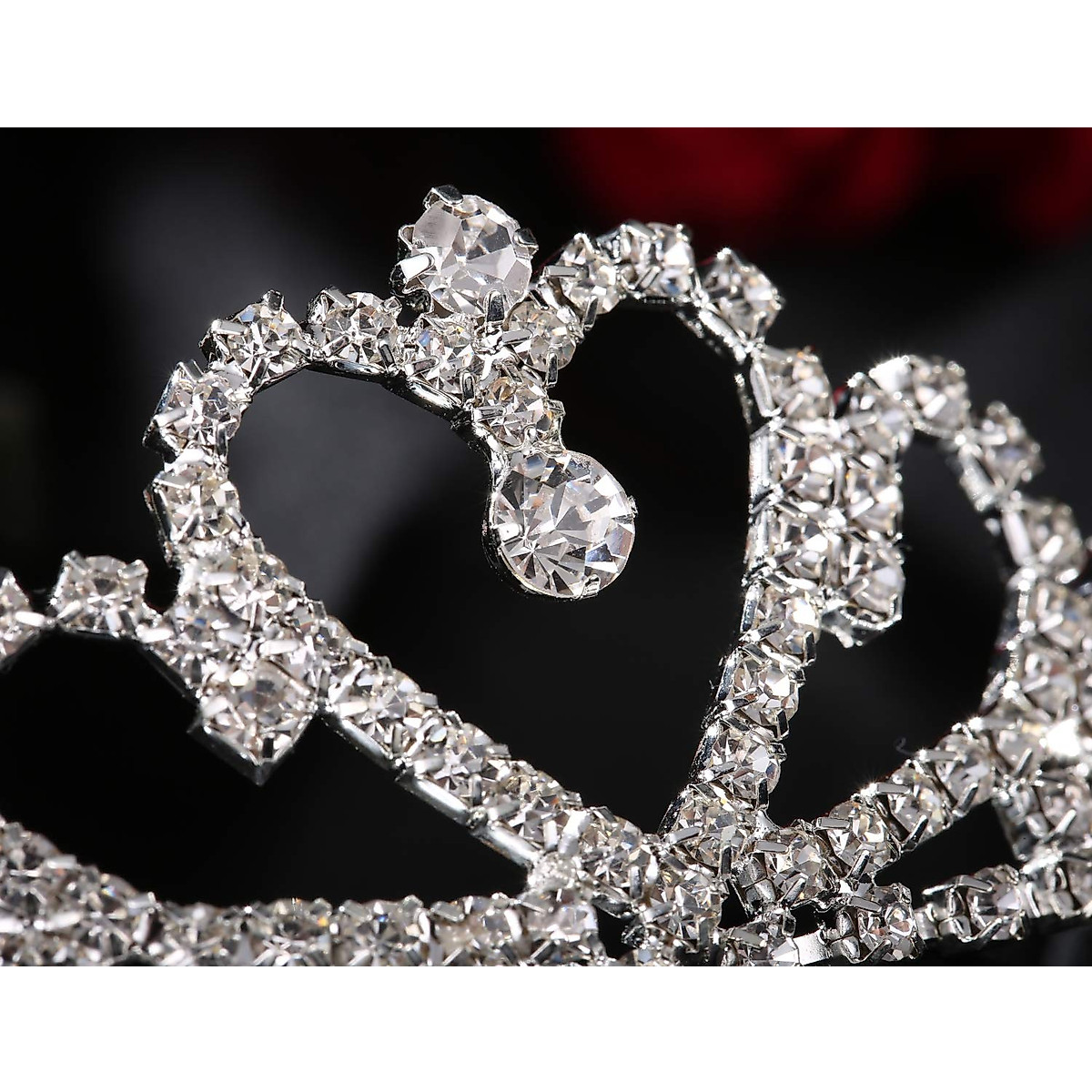 Lovelyshop Mini Heart Rhinestone Tiara for Wedding Bride Prom Birthday Pegeant Prinecess Party-1 Pack