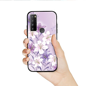 Nuouxoco Phone Case for TCL 30 XL (T701DL) with Lanyard Strap, for TCL TCL 30 XL Case (6.82 inch) Girls Women Cute Slim Shockproof Protective Cover Case for TCL 30 XL - Purple Flower