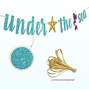 Under the Sea Banner - Mermaid Party Decorations, Kids Mermaid Themed Birthday Party Decorations, Mermaid Backdrops Photo Booth Props