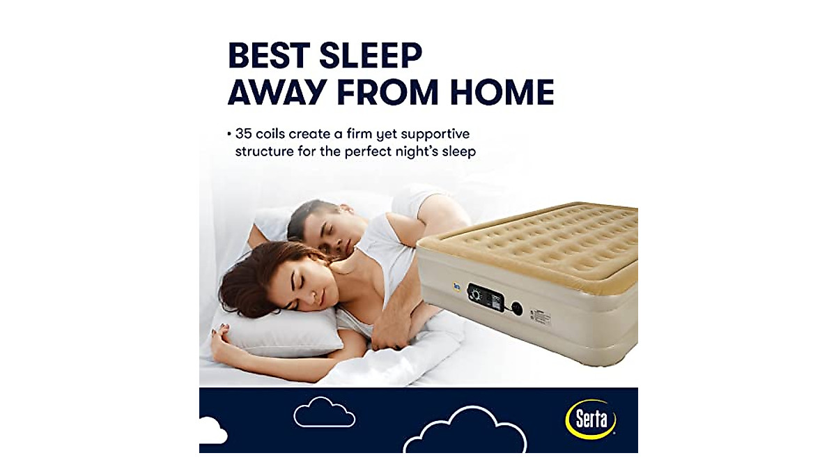 Serta Raised Air Mattress with NeverFlat Pump - Queen 18"