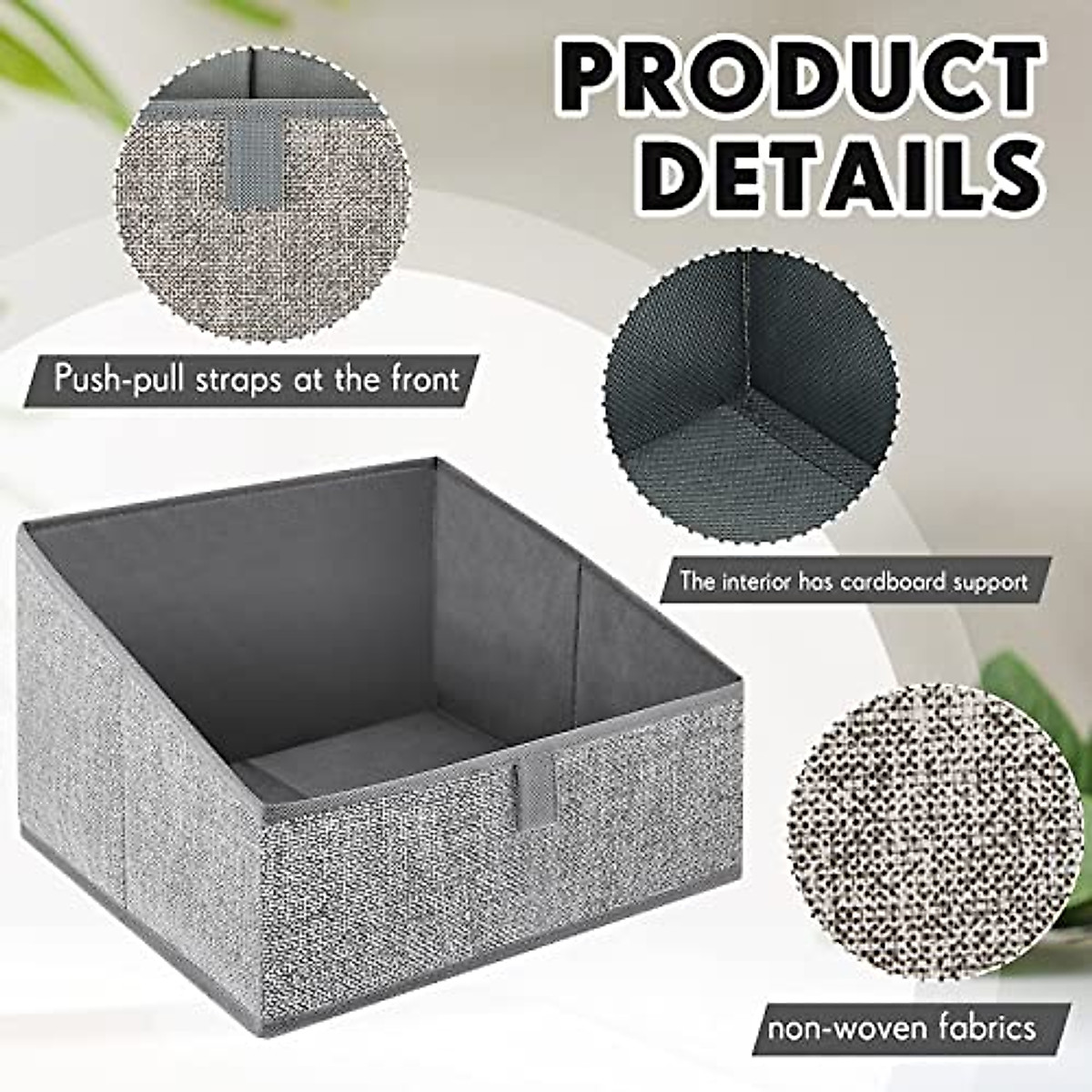 12 Pcs Closet Baskets Trapezoid Storage Bins Closet Storage Bins Foldable Fabric Bins Closet Shelf Organizer Bins Storage Box for Clothes Books Baby Toiletry Dvd Toys Towel, 11.4 x 11.4 x 7.9 Inch