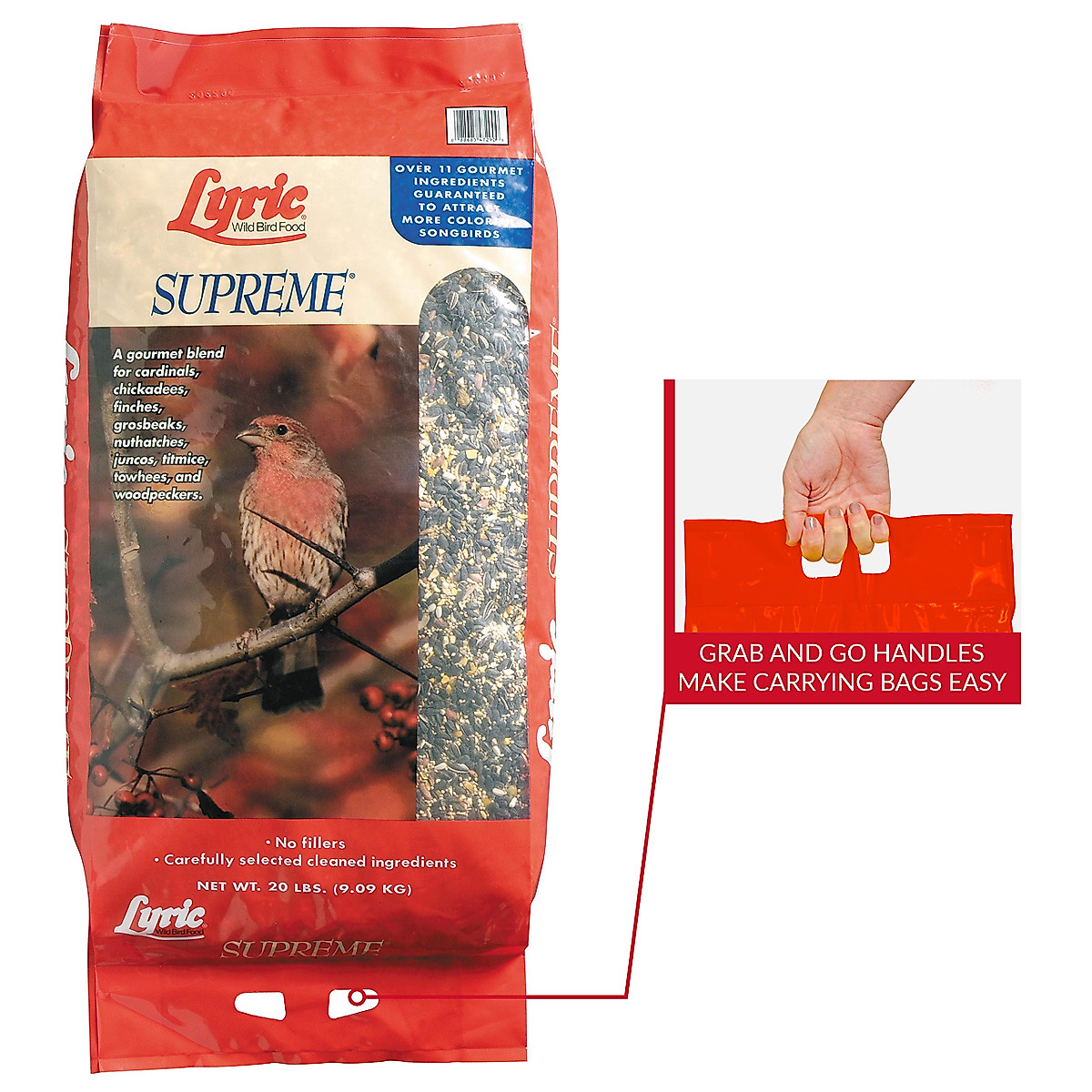 Lyric Supreme Wild Bird Seed, Wild Bird Food Mix with Nuts and Sunflower Seeds, 20 lb. Bag