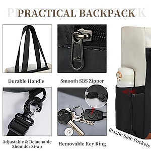 NEWHEY Backpack Purse for Women 15.6 Inch Convertible Laptop Tote Bag Backpack with USB Charging Hole Waterproof College Laptop Bag Casual Daypacks Large Travel Computer Backpacks for Work, Black