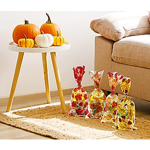 Fall Cellophane Bags 160 Pcs Fall Treat Bags Fall Goodie Bags Fall Candy Bagsfall Snack Bags Fall Treat Bags With Ties Autumn Treat Bags Fall Party Bags With Gold Twist Ties For Thanksgiving Fall