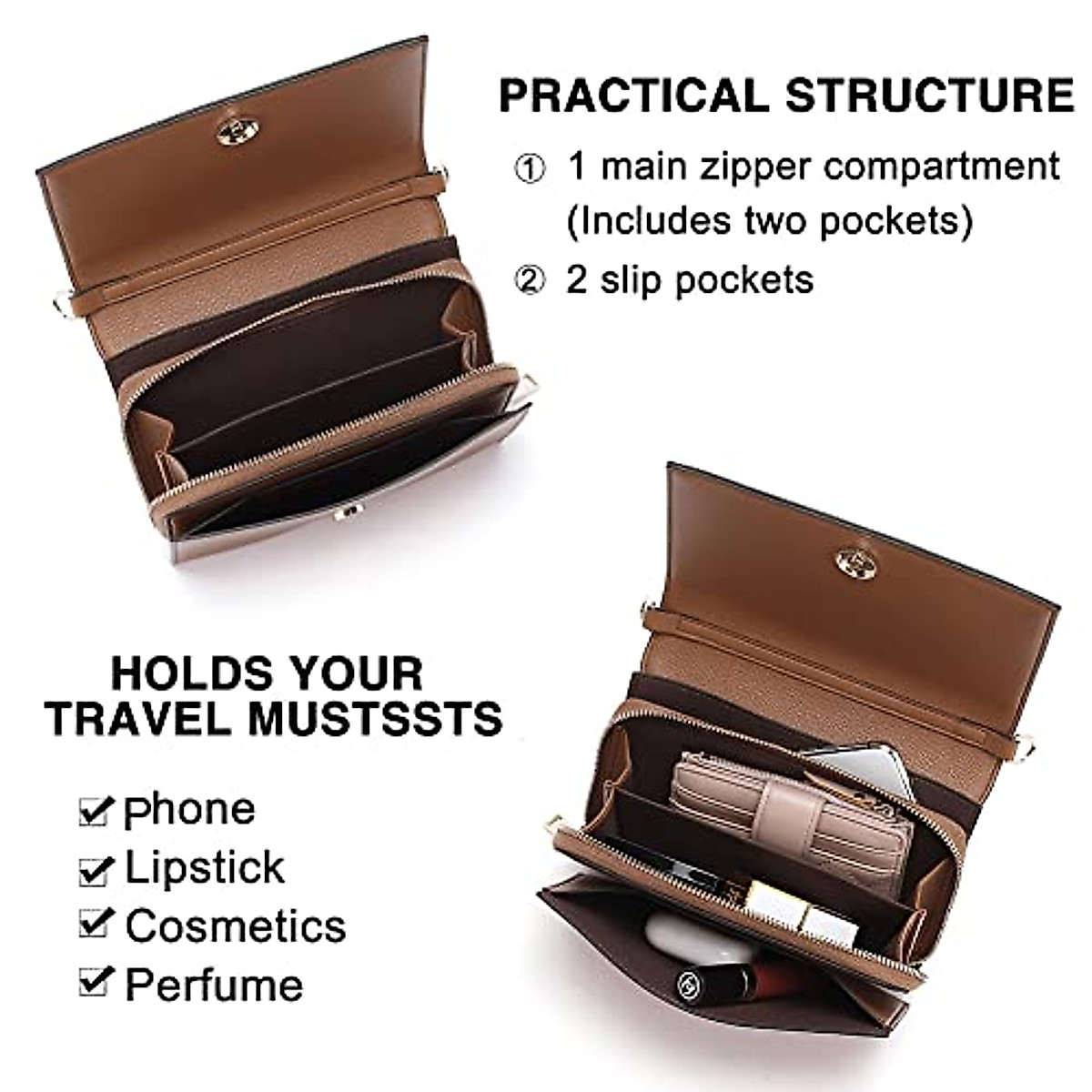 CLUCI Small Crossbody Bag for Women Leather Cellphone Shoulder Purses Travel Vacation Mom Designer Wallet