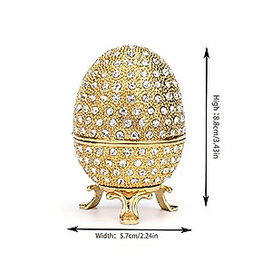 QIFU Faberge Egg Style Hand Painted Hinged Jewelry Trinket Box, Unique Ornament for Home Decor, Great Gift Idea for Family