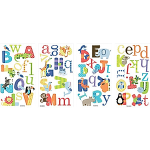 Animal Alphabet Nursery Peel & Stick Wall Art Sticker Decals for Boys and Girls (Alphabet)
