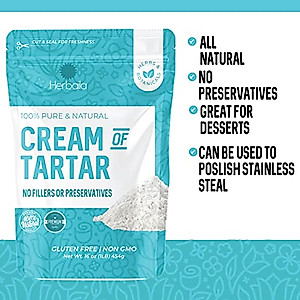 Cream of Tartar for Baking 1lb, Gluten Free, Premium All Natural Food-grade Cream of tartar bulk, natural choice tartar powder - great for meringues, bath bombs, cream of tarter 1 lb - Made in the USA