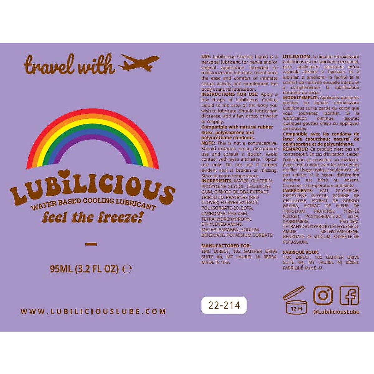 Lubilicious Cooling Sex Lube for Couples Pleasure- Water Based Lubricant for Women Pleasure - Cooling Lubricant for Her Pleasure - Sex Lubricant for Men Pleasure - Premium Personal Lubricant 3.2 oz