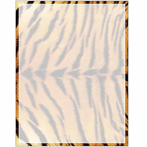 Full Tiger Print with Border Stationery Letter Paper - Wildlife Animal Theme Design - Gift - Business - Office - Party - School Supplies