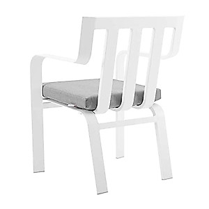Modway Baxley Stackable Metal Patio Dining Armchair in White and Gray (Set of 2)