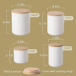 Sweejar Ceramic Kitchen Canister Sets, Porcelain Container for Countertop, Heavy Food Storage Jars with Airthight Seal Bamboo Lid, Servering for Sugar, Coffee Beans, Tea Leaves, Pack of 4（New Pink）