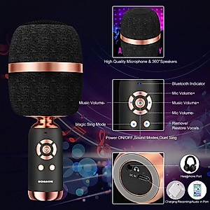 BONAOK Wireless Bluetooth Karaoke Microphone, Portable Mic Singing Machine for PC/All Smartphones Home Party Indoor Outdoor Q3(Gray)