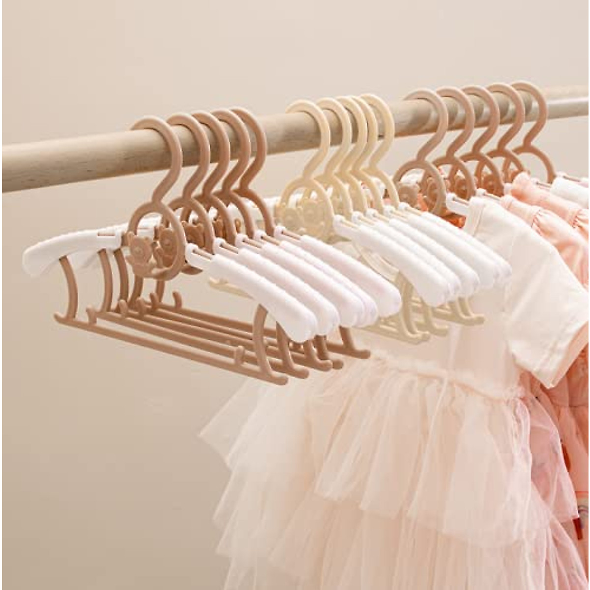 HGYZE Baby Closet Hangers with 42cm Customizable Separators for Nursery Drawer, Extendable Infant Pant Rack for Newborn Clothes -20pcs Pink Gifts & Deep Dividers for Girl Boy Toddler Kids Child