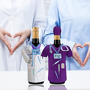 HnoonZ Residency Match Day Gifts,Doctor’s Day Gifts for Doctor,Doctor Wine Bottle Cover,White Coat Ceremony Gift,Wine Doctor Coat,Doctor Themed Gift,Doctor Wine Cover,Medical School Graduation Gifts