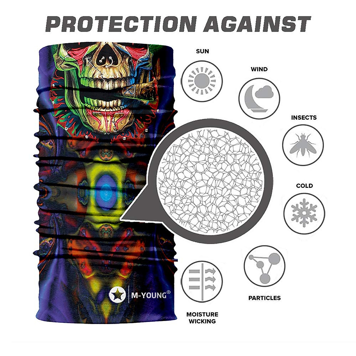 Skull Face Mask Bandanas, Neck Gaiter, Headwear, Magic Scarf, Headband for dust sun wind