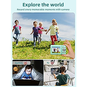 Digital Camera, FHD 1080P Kids Camera 44MP Point and Shoot Digital Cameras with 32GB SD Card, 16X Zoom, Two Batteries, Lanyard, Compact Small Camera for Kids Boys Girls Teens Students Seniors- Green