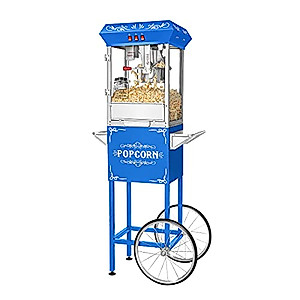 Great Northern Popcorn Blue 8 oz. Ounce Foundation Vintage Style Popcorn Machine and Cart