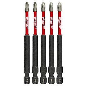 Milwaukee SHOCKWAVE #1 Phillips Bit Pack of 5, 3.5 Inch Length