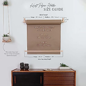 KEYAIIRA - Wall Mounted Paper Roll Holder studio kraft paper hanger w/leather straps note board dispenser, brown wallpaper pad butcher paper sign