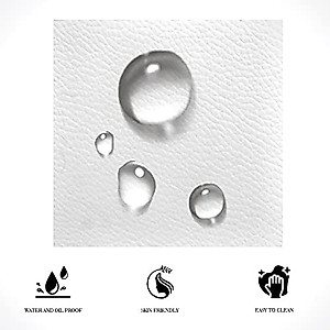 Allewie Full Size Bed Frame with Iron Piece Decor, Faux Leather Upholstered Platform Bed with Adjustable Headboard & Strong Wooden Slats, No Box Spring Needed, White