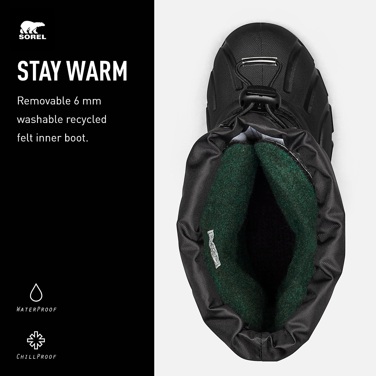 Sorel Snow Boot, Black X Bright Red Youth, 4 US Unisex Big Kid