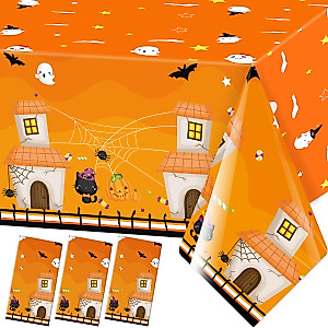 Fancy Land Halloween Tablecloths 3 Pack Halloween Plastic Kids Party Decorations 54 x 108 Halloween Disposable Table Cover